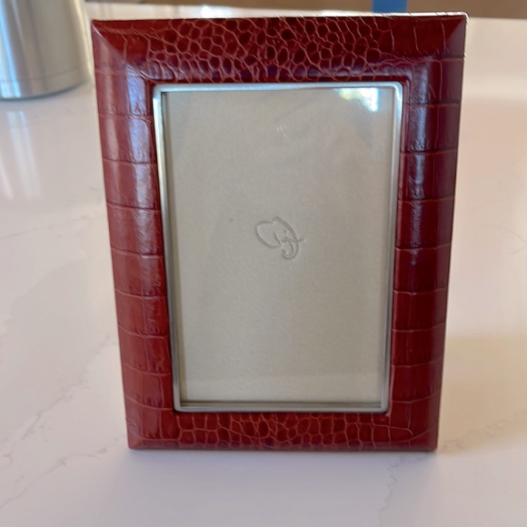 Accents | Croc Red Leather 5x7 Picture Frame With Stainless Steel Back ...